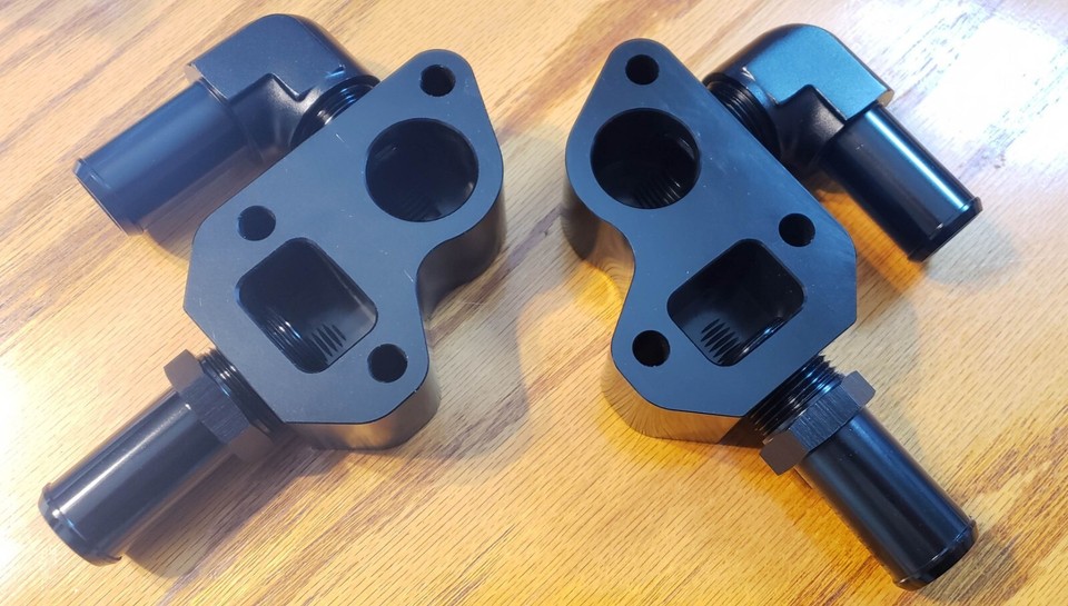 GM LS Water Port Adapter Set, Right Angle for remote water pump, slim ...