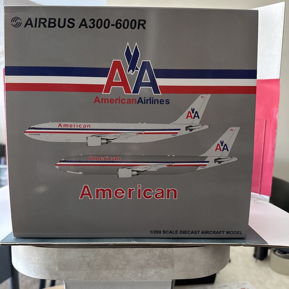 JC Wings 1:200 scale die-cast model AA Airbus 300B4 Commercial Airliner ...