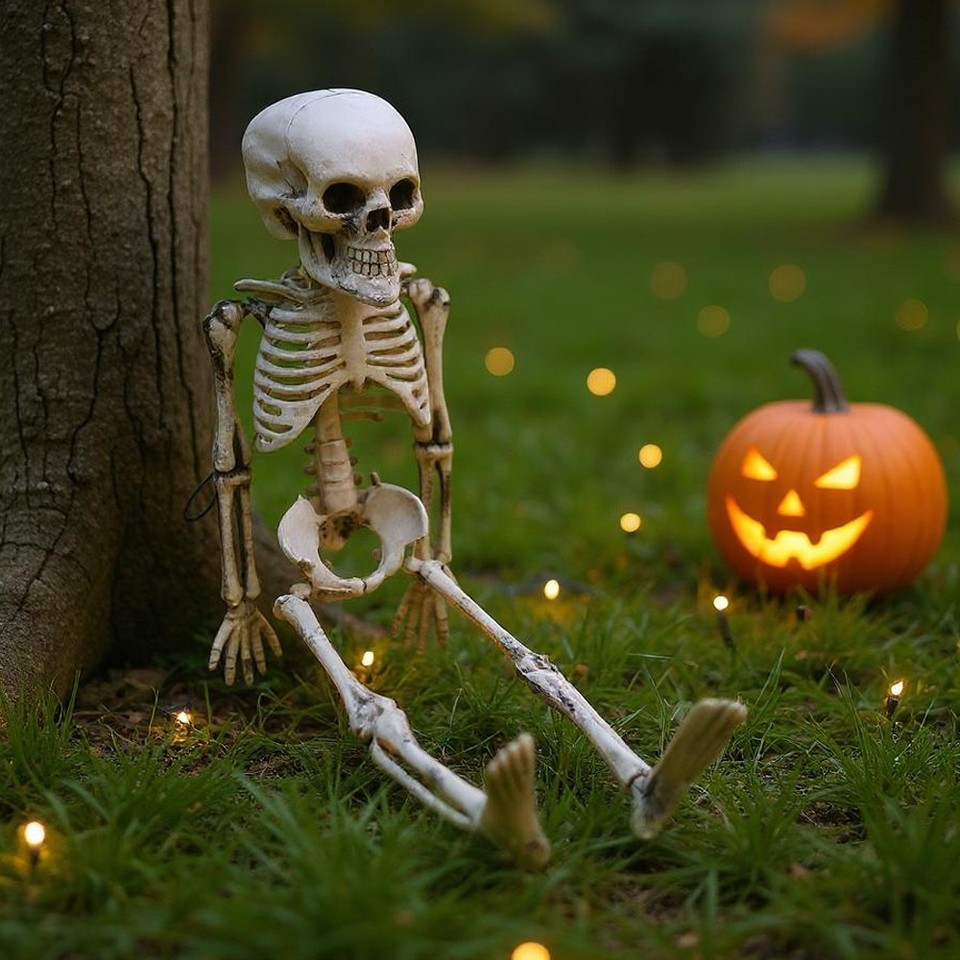 40cm Full Size Halloween Skeleton Haunted House Poseable Human Skeleton ...