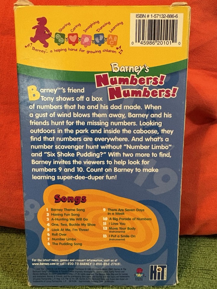 BARNEY’S NUMBERS NUMBERS! VHS Video 2003 RARE Sing-Along OOP AGES 2-8 ...