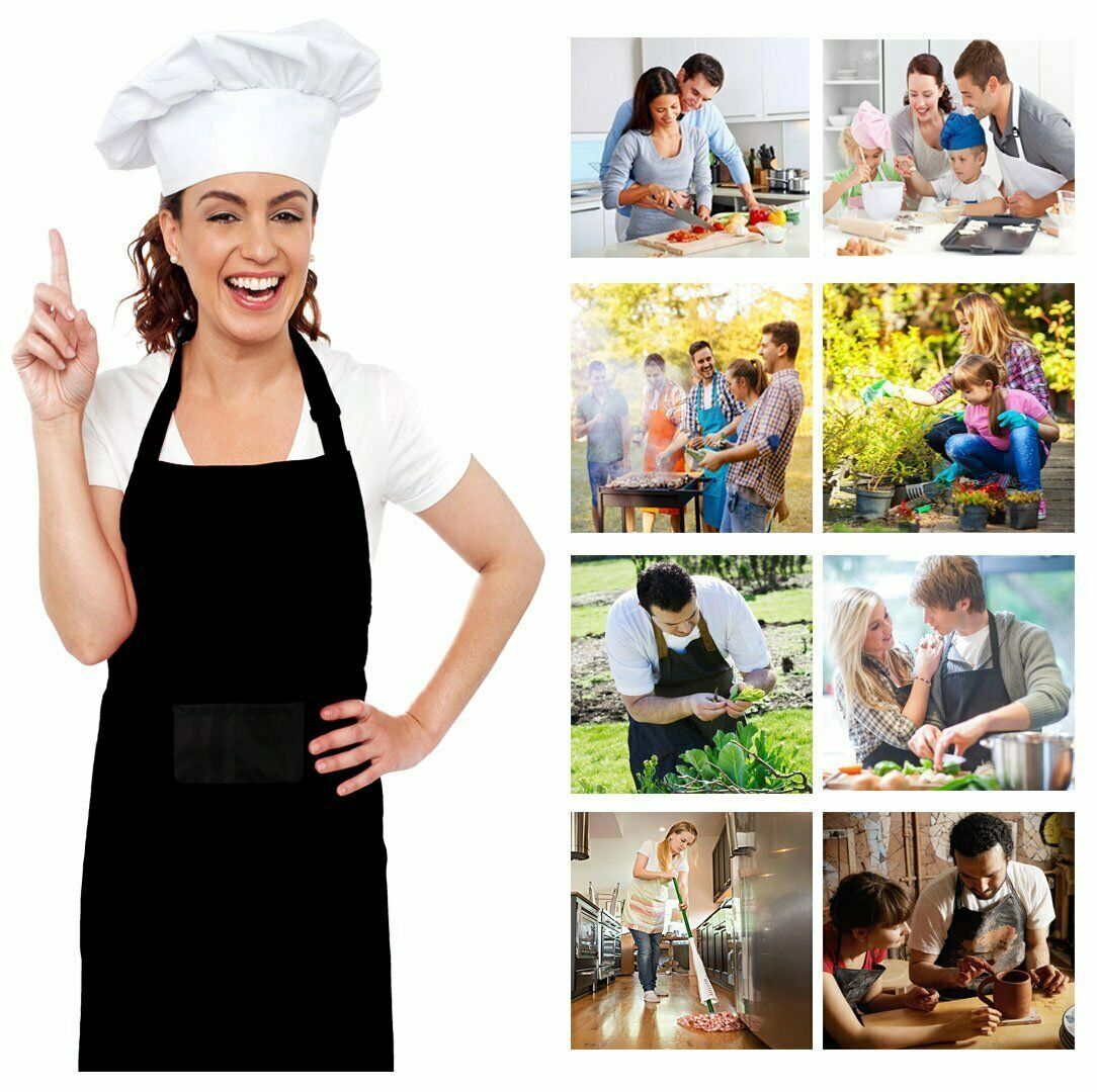1Pack Cooking Kitchen Aprons Apron With 2 Pockets for Men Women Black ...