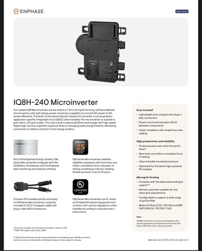 Enphase IQ8H 380 VA Microinverter - Black for sale online | eBay