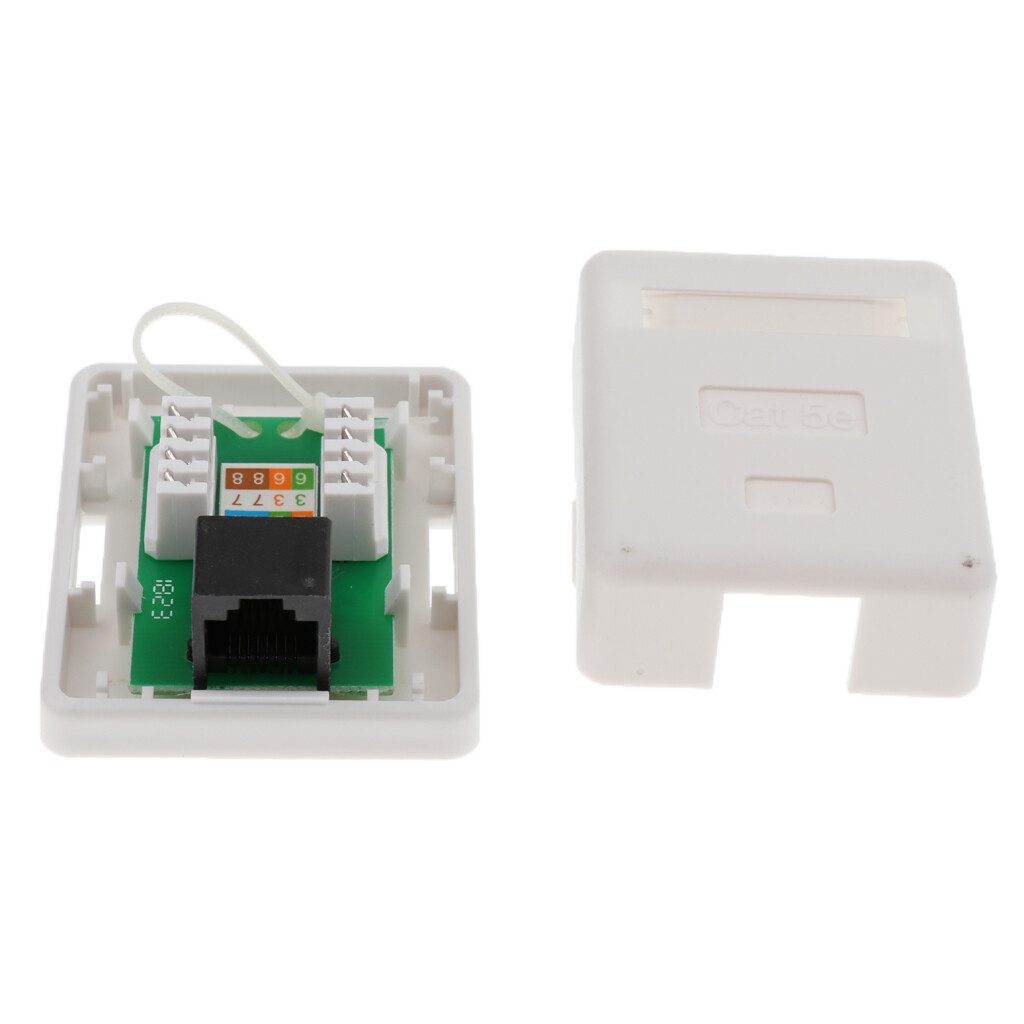 2x Cat5e 1 Port Surface Mount Outlet Box RJ45 Face Plate with Backbox ...