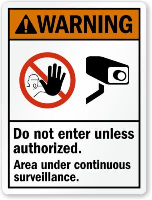 Area Under Continuous Surveillance Aluminum Weatherproof 12" x 18" Sign ...