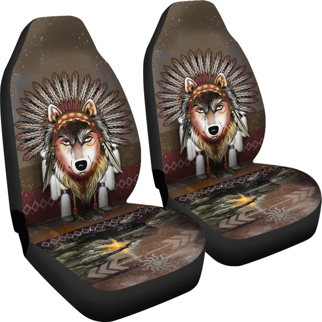 Native American - Wolf - Universal Front Car Seat Covers Protection ...