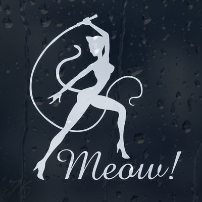 Sexy Meow Girl The Cat Lady Woman Whip Car Bumper Window Decal Vinyl ...