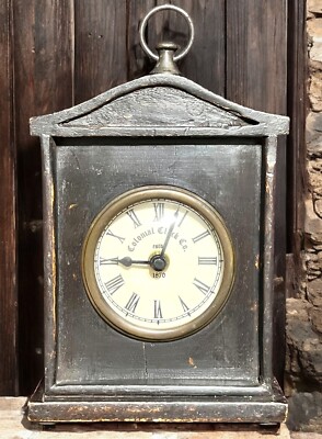 Colonial Clock Co. Rustic Wooden Antique Style Bubble Glass Mantle ...