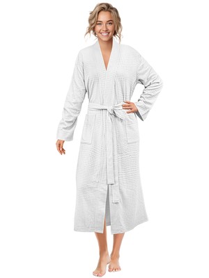 Women Soft Robe Waffle Knit Lightweight Spa Shower Bathrobe Cotton ...