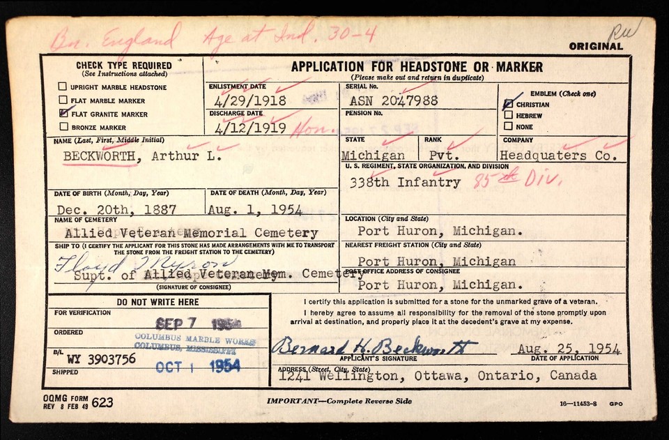 Vintage WWI ID Bracelet / Arthur L. Beckwith - 85th Division / 338th ...