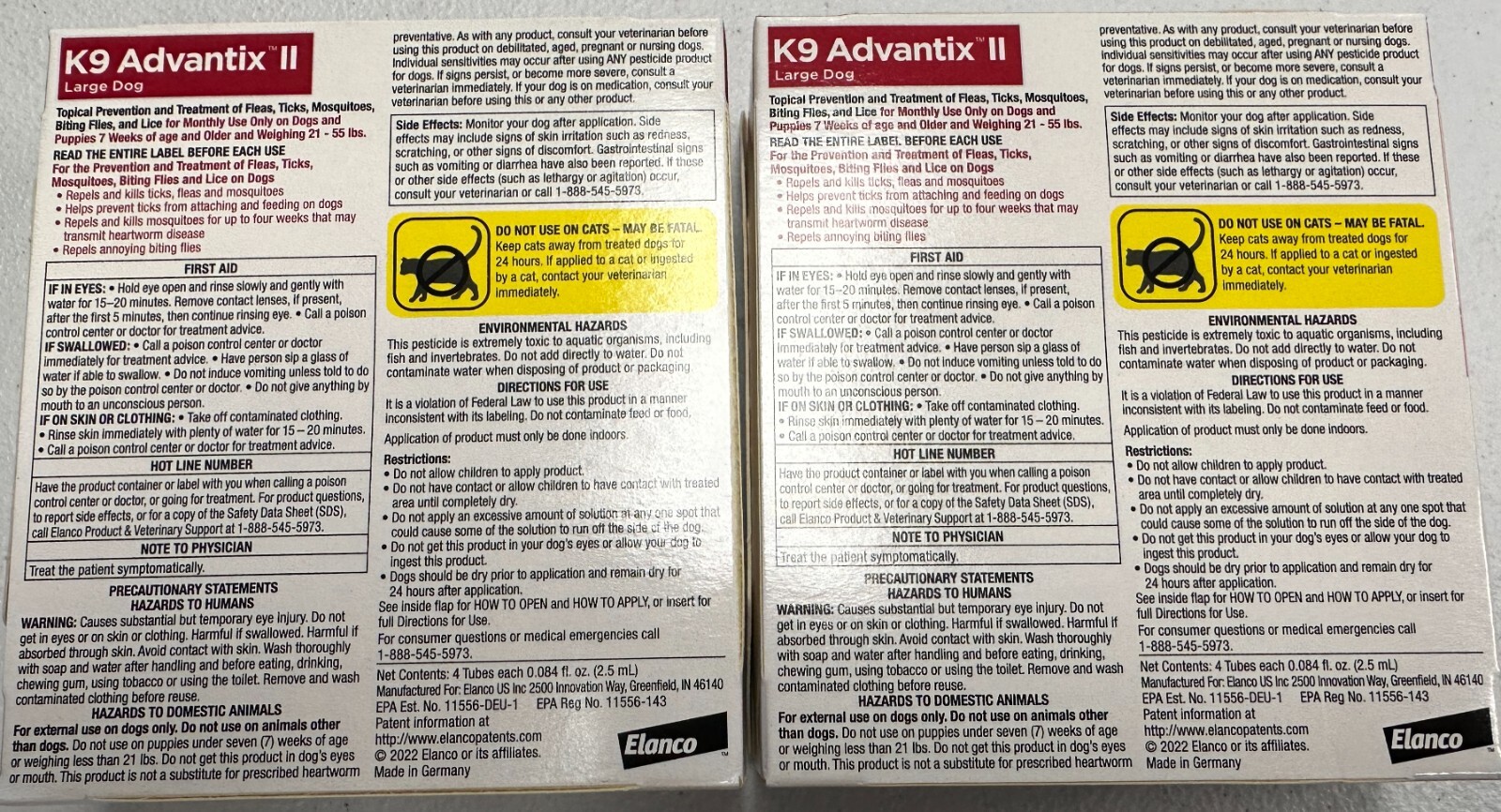 2 Boxes of 4 - K9 Advantix II Flea Tick & Prevention Large Dogs 21-55lbs 8 Doses | eBay