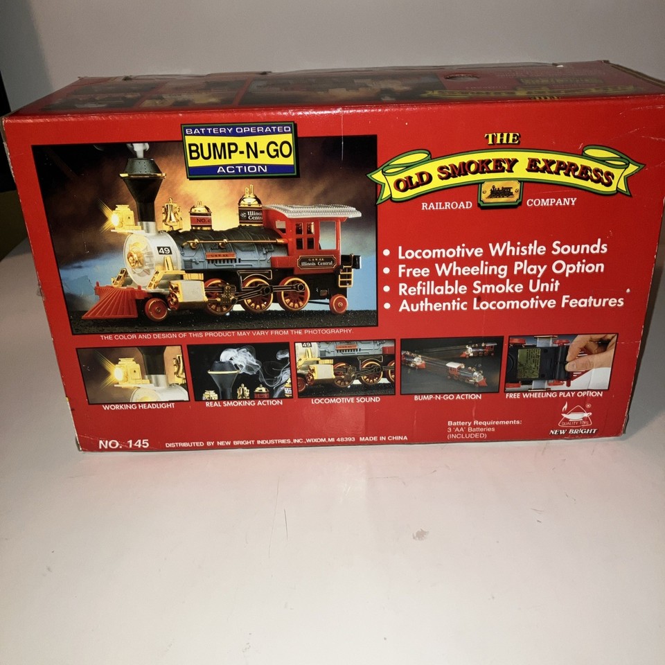 THE OLD SMOKEY EXPRESS Battery Op Toy Train w/ Bump-N-Go Smoke Working ...