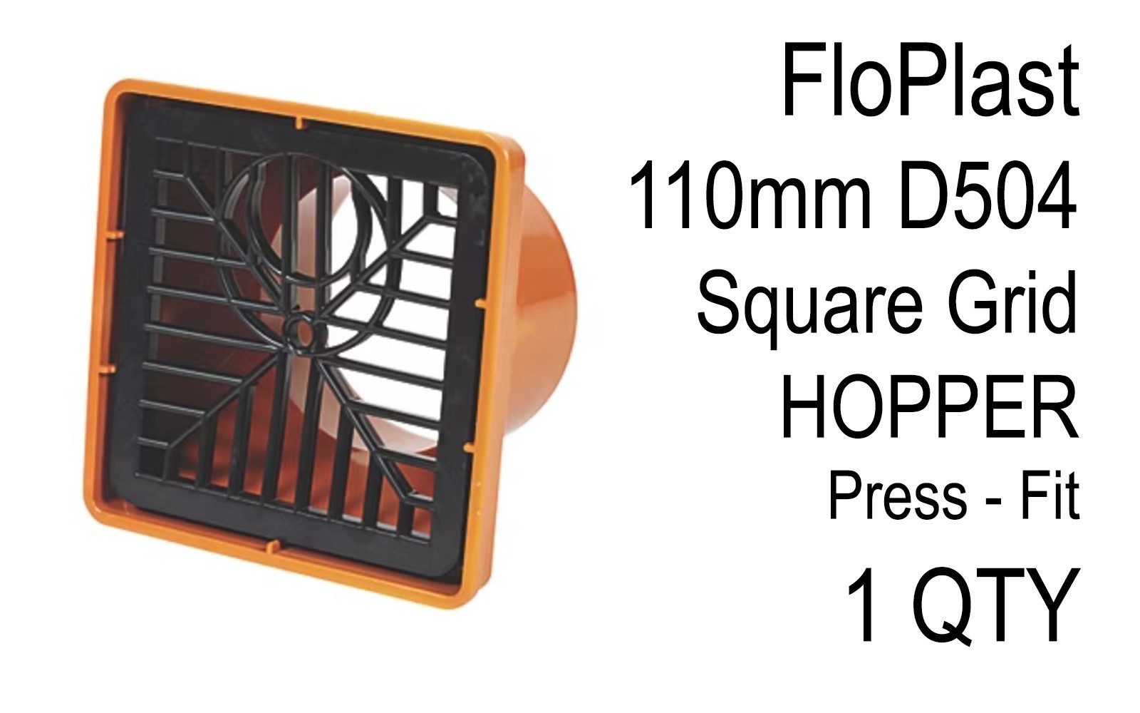 FLOPLAST 110mm D504 Underground drain Square hopper & grid Press fit ...