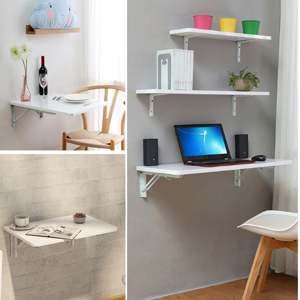 Wall Mounted Folding Floating Table Hanging Computer Desk Small Space ...