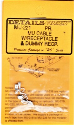 HO Scale Details West MU-221 MU Cables Dummy Receptacle pkg (2) | eBay