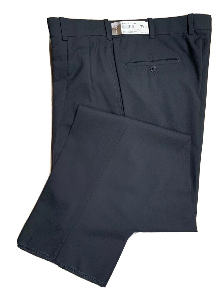 TROUSERS 35-S MEN’S BLACK ROYAL 120’s WORSTED SUPER 120s W. WOOL by ...