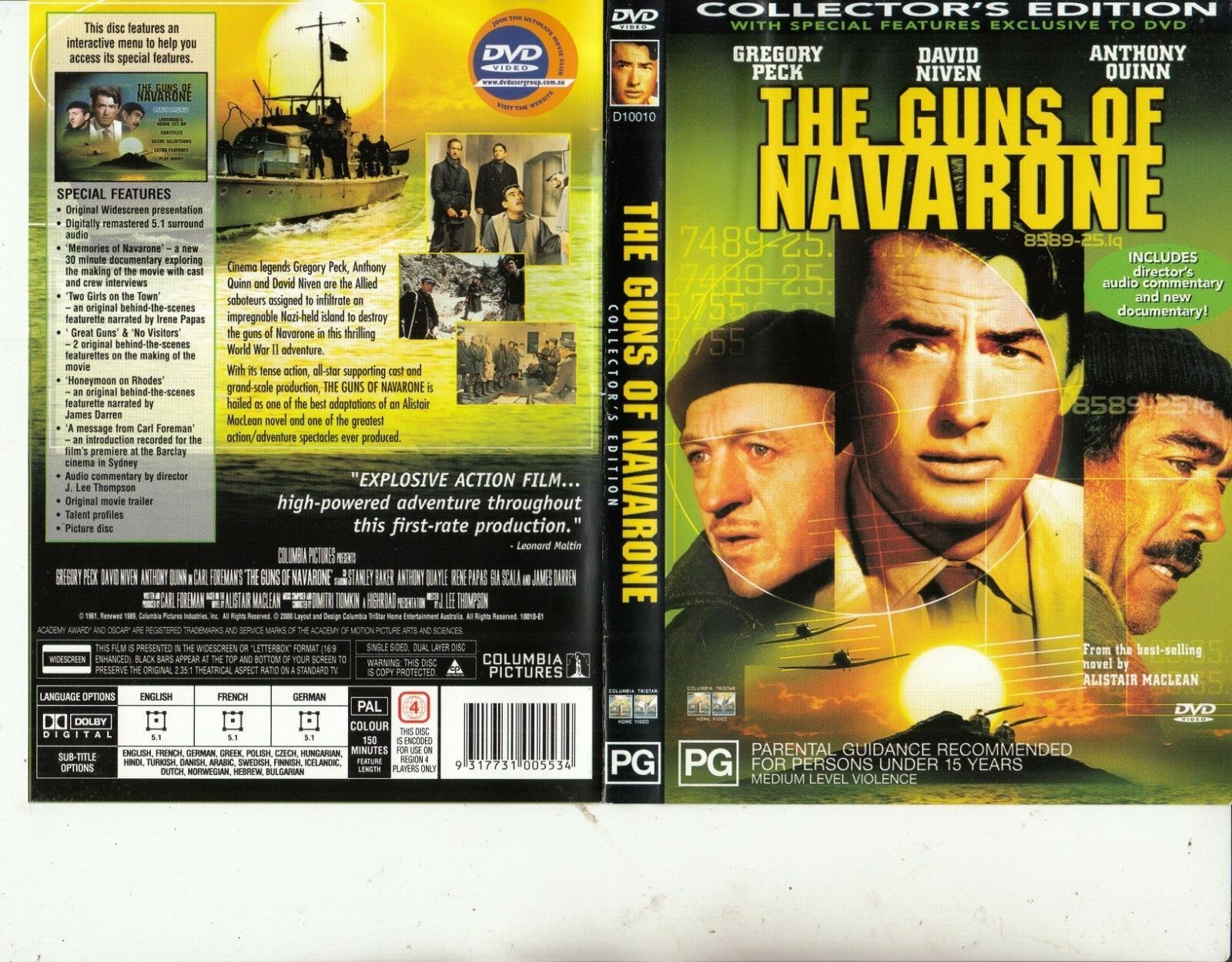 The Guns of Navarone-1961-[Gregory Peck]-Columbia Tristar-Movie CT-DVD ...