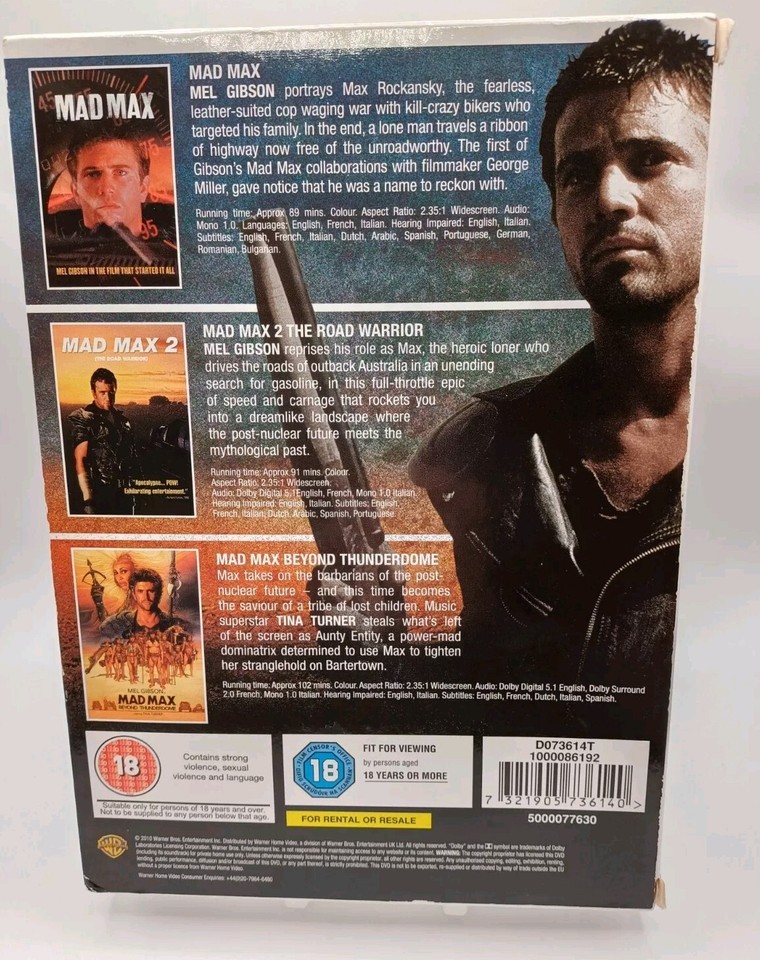 Mad Max Trilogy DVD Film Boxset 3 Discs | eBay UK
