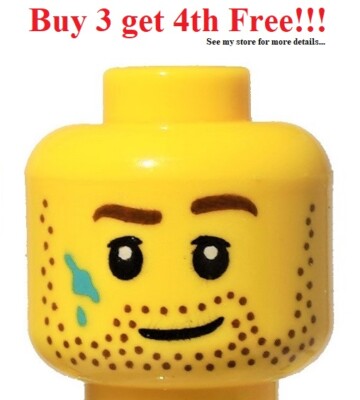 ☀️NEW Lego Male Boy Minifig Minifigure Face Head Beard Stubble Stain ...