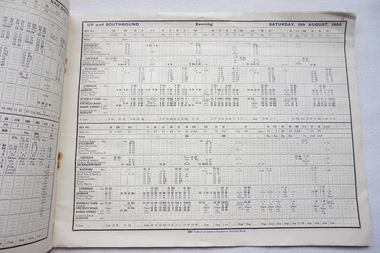 1950-51 Metropolitan Line Underground Tube Special Working Railway ...
