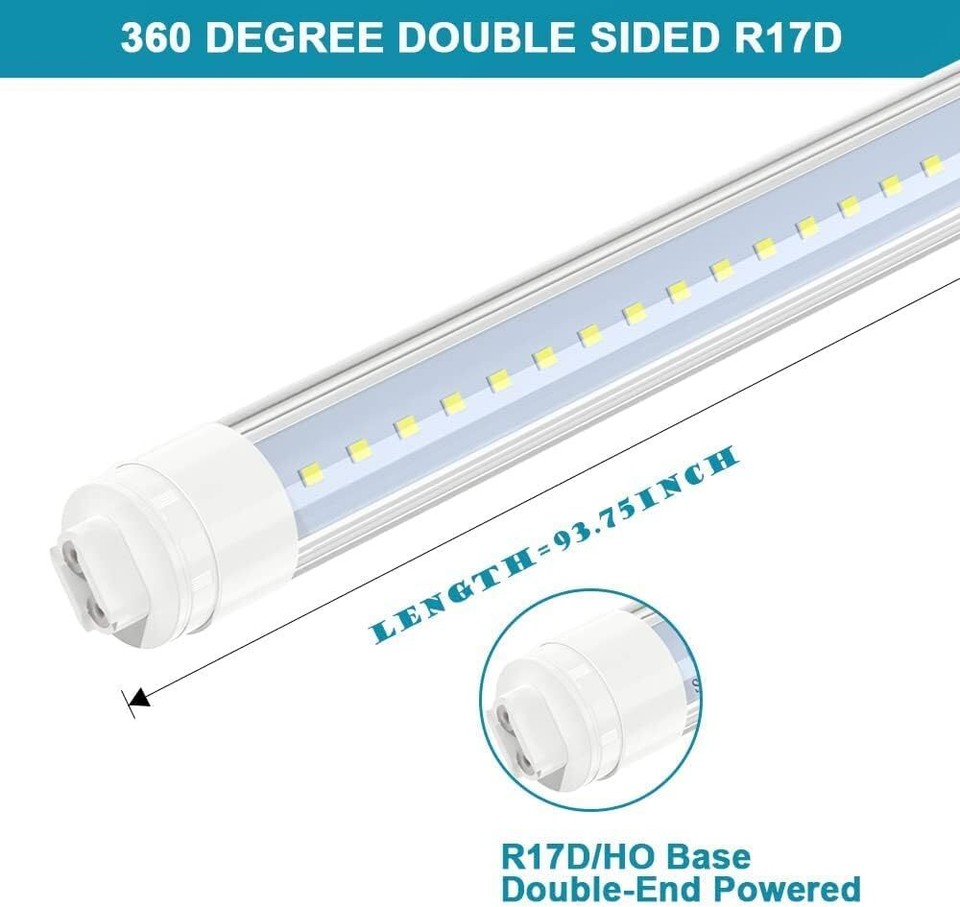 4 Pack R17D/HO 4FT 5FT 6FT 8FT LED Shop Light Bulbs 6000K Bright 28W ...