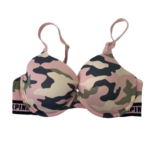 PINK Wear Everywhere T-shirt Bra Lightly Lined Camo Print Size 34DD | eBay