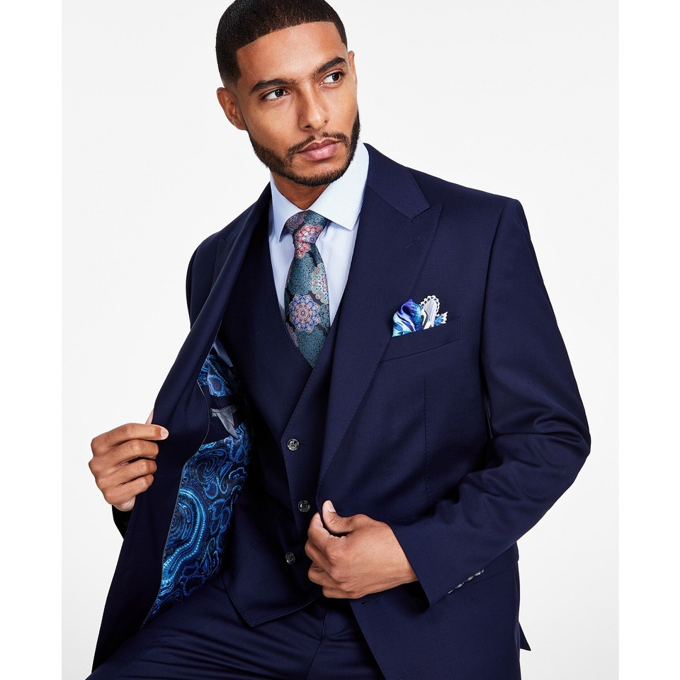 Tayion Collection Men's Classic-Fit Solid Suit Jacket Dark Blue B4HP ...