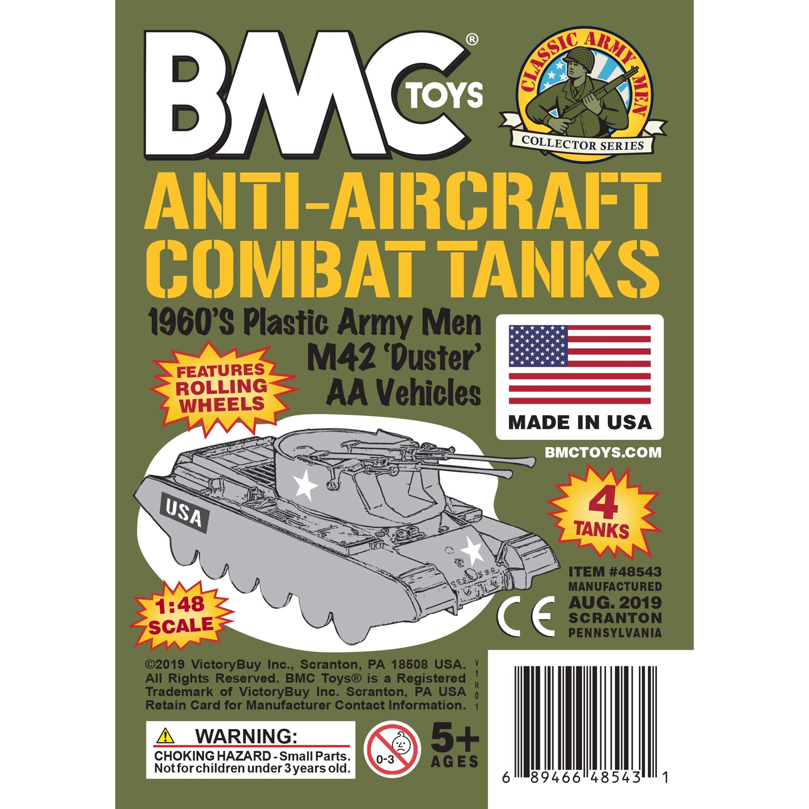 BMC Classic Payton Anti-Aircraft Tanks - 4pc OD Green Plastic Army Men ...