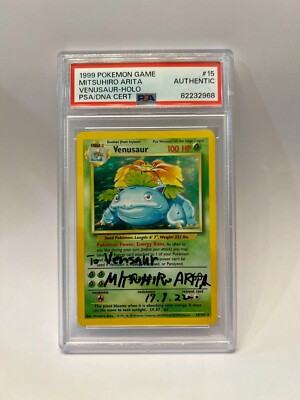 1999 Base Set Venusaur 15/102 Holo Mitsuhiro Arita Signed ERROR ...