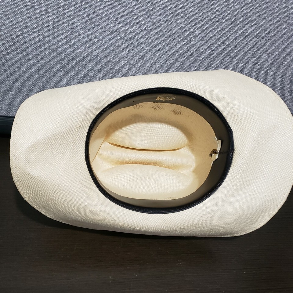 John B Stetson Hard Straw Ivory Western Cowboy Hat Belted Brand JBS 6 7 ...