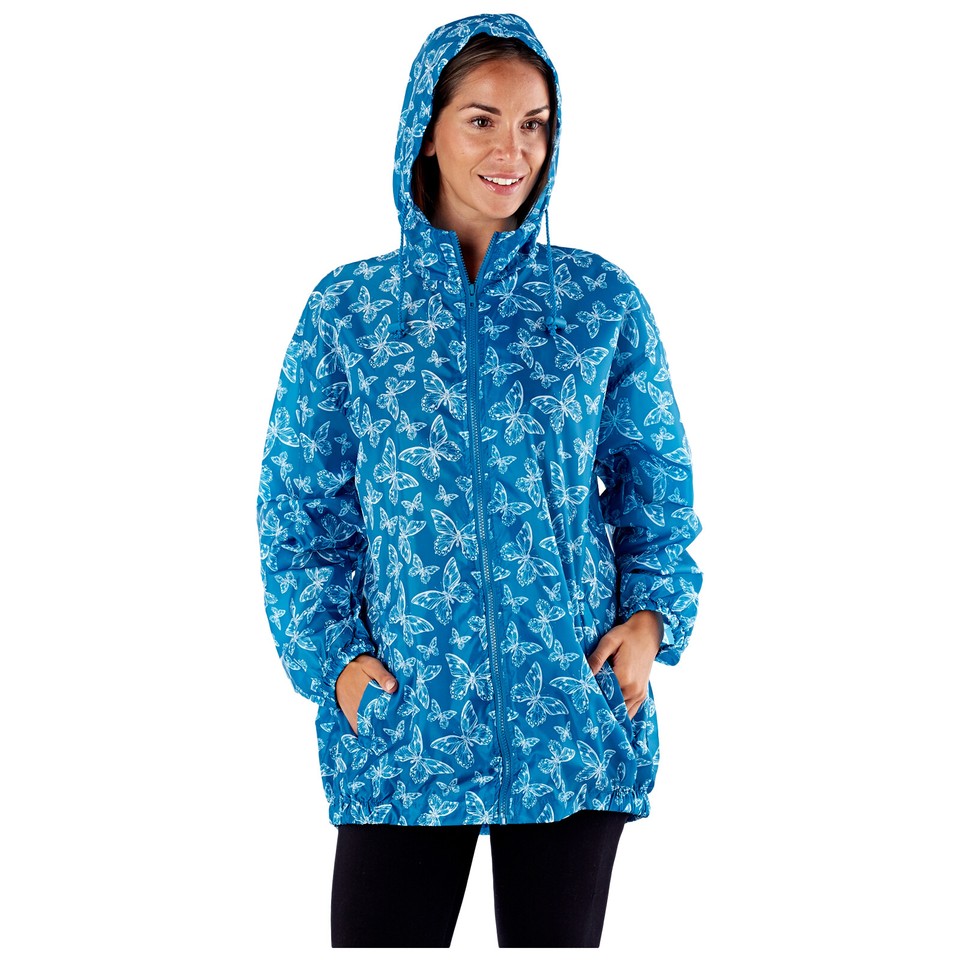 LADIES RAIN MAC HOODED RAIN COAT WOMEN PARKA LIGHTWEIGHT JACKET KAGOOL ...