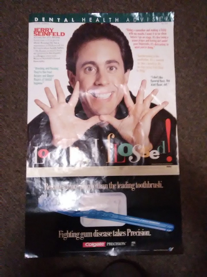 RARE Jerry Seinfeld 37x23 inches Colgate Dental Poster Dentist Office ...