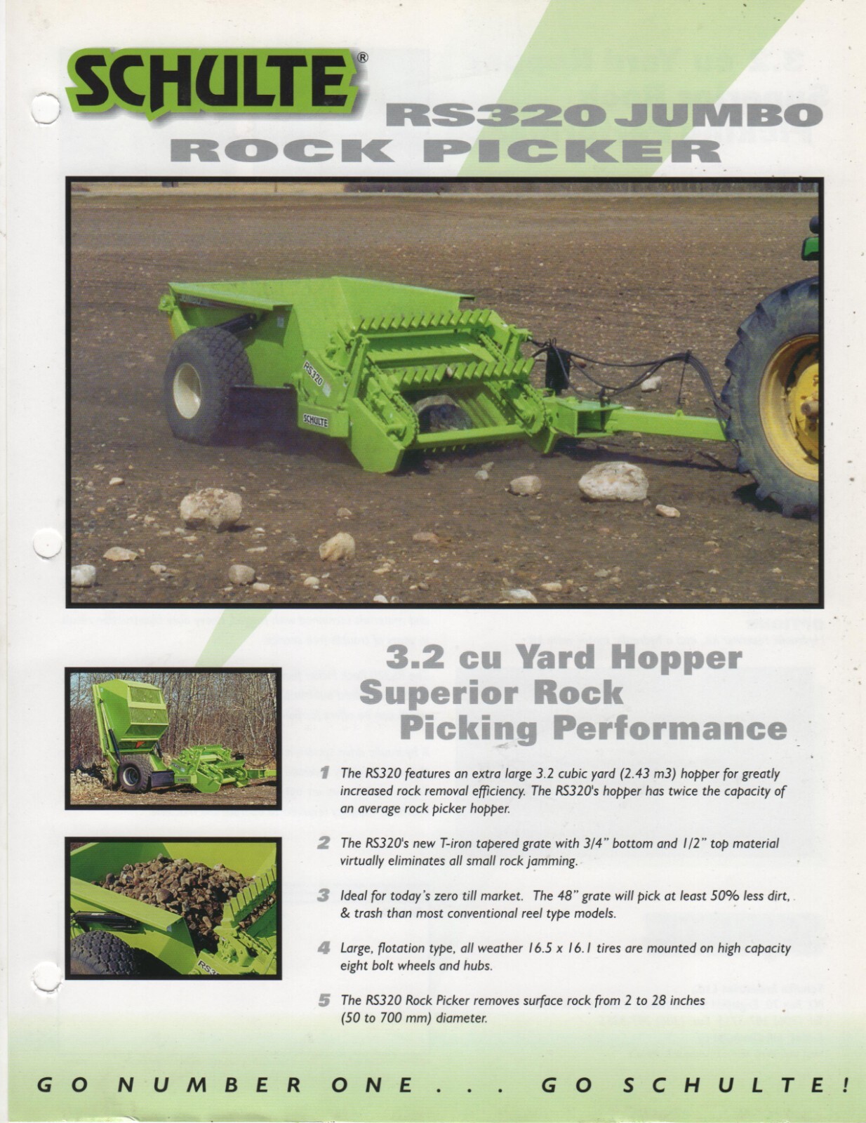 SCHULTE RS320 JUMBO ROCK PICKER 3.2 CU YARD HOPPER Rock Removal 2-Page ...