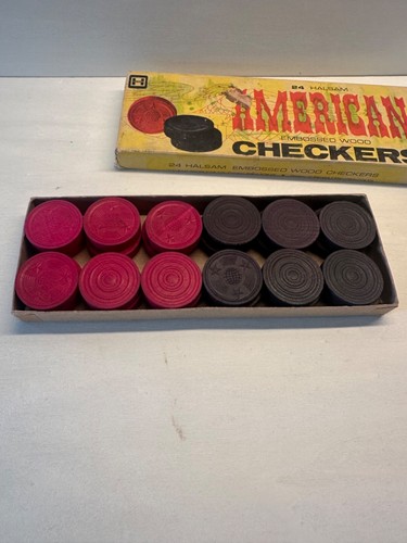 Vintage Halsam American Checkers 24 Embossed Wooden Set Model # 145H ...