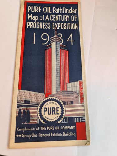 1934 Century Of Progress Pure Oil Pathfinder Pictorial Map Chicago ...