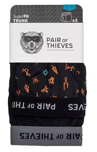 Pair of Thieves Men's Super Fit Trunk 2pk - Red/Tan/Blue Cave Drawing M ...