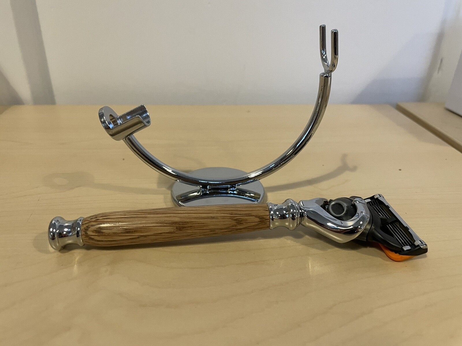 Wood turning Shaving Razor Handle Kit and Stand in Chrome | eBay UK