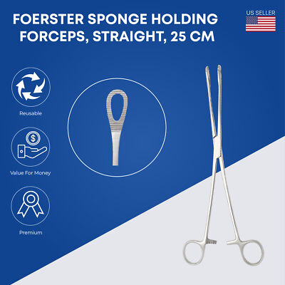 Foerster Sponge Holding Forceps 25 cm Straight Smooth Jaws Surgical ...