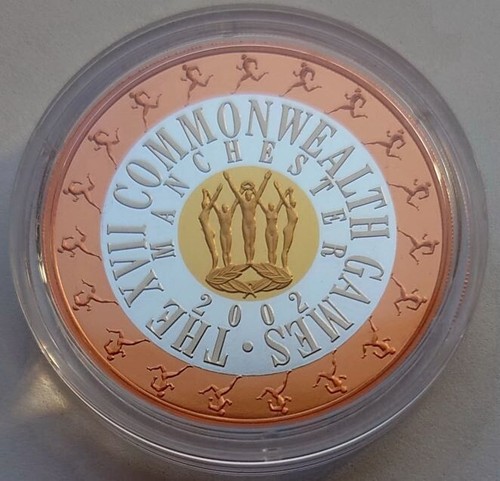 2002 Australia $50 "COMMONWEALTH GAMES" Tri-Metal Gold+Silver+Copper ...