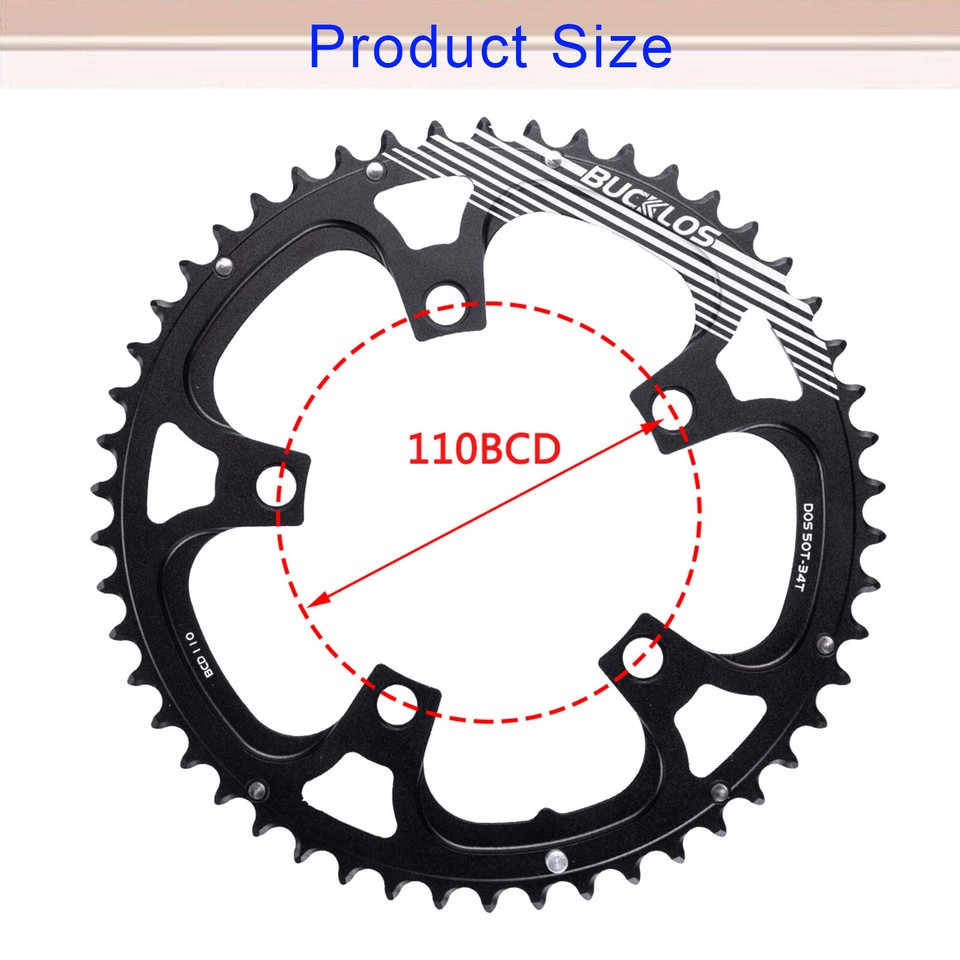 110BCD 34T-53T Road Bicycle Chainring Double Tooth Chain Ring Aluminum ...