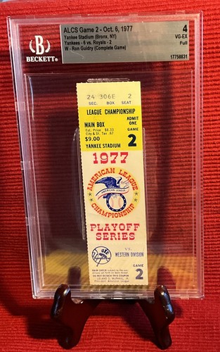 1977 ALCS Full Ticket Stub Royals @ Yankees Game 2 -Ron Guidry Comp ...
