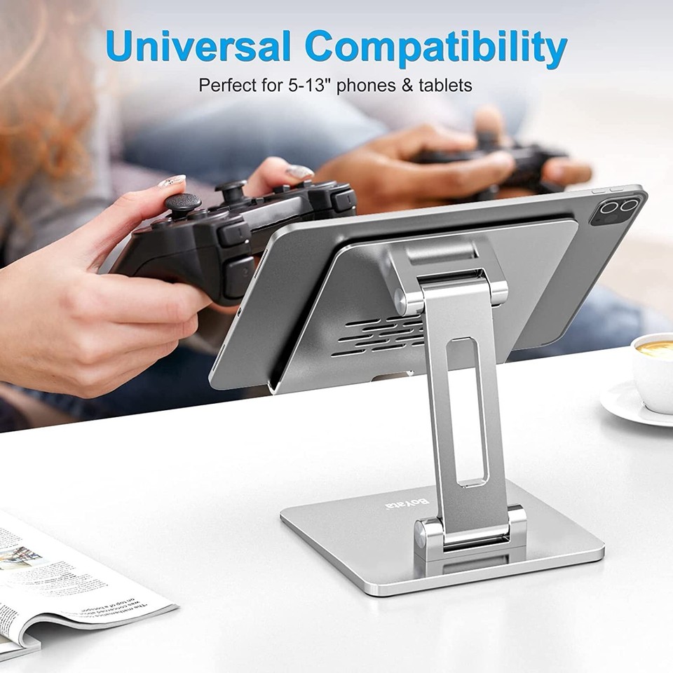 Tablet Stand Aluminum Adjustable Tablet Holder Foldable Desktop Stand ...