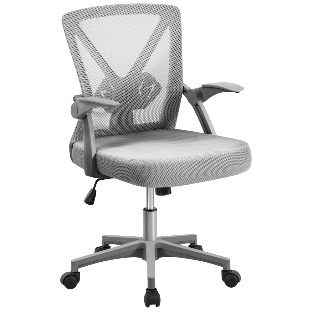 Home Office Chair Mid back Adjustable with Lumbar Support Arms Swivel ...