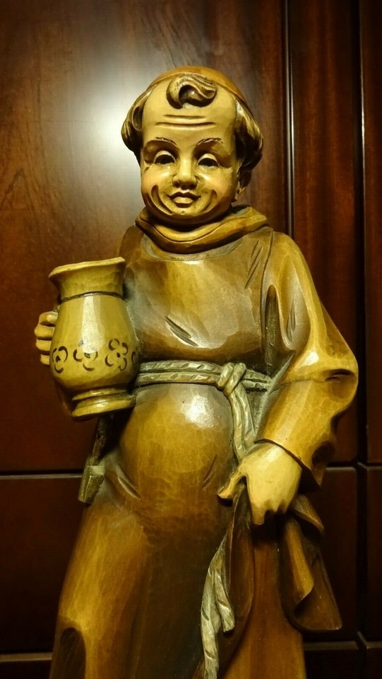 13" HAND CARVED WOOD CATHOLIC MONK FRIAR BROTHER CONRAD STATUE FIGURE ...