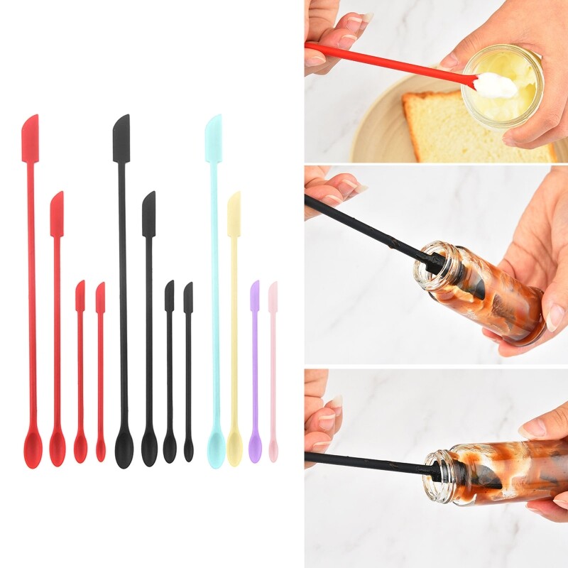 Silicone Spatula Set- Small Rubber Spatula for Makeup- Thin Jar Scraper ...