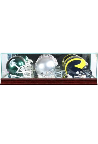 *NEW Triple Mini Helmet Glass Display Case Cherry Moulding UV* | eBay