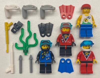 4 Lego Scuba Diver Minifigs Lot: figures town city 6560 6558 6559 6441 ...