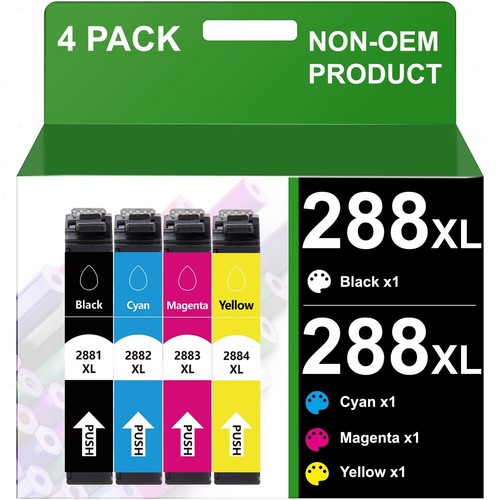 4Pack 288XL T288XL Ink Cartridges for Epson XP-240 XP-340 XP-344 XP-440 ...