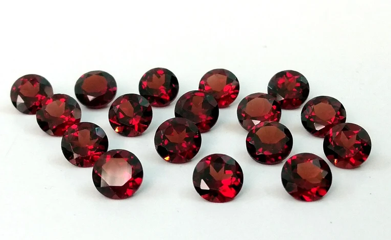 Natural Red Garnet Table Cut Round Shape Briolette Loose Gemstone, 2 ...
