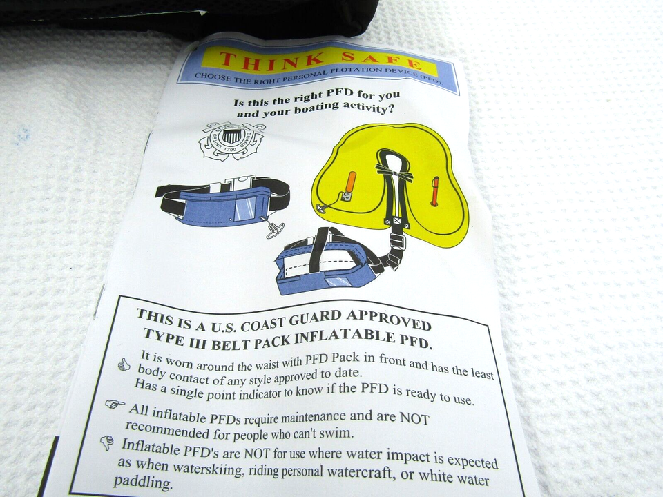 MTI Inflatable Belt Pack Life Jacket type 3 pull cord PFD | eBay