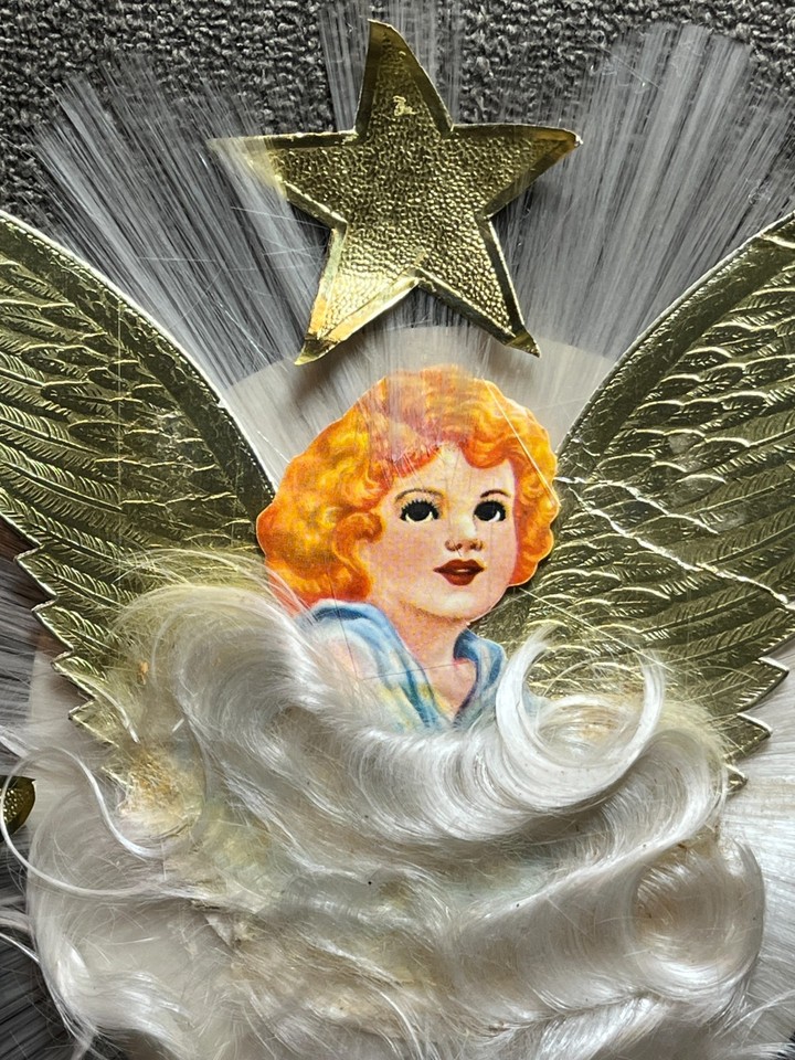 Vintage 1950s Spun Glass, Angel Hair & Gold Foil Angel Christmas Tree ...